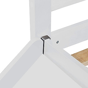 GLCHQ Multifunctional Design Solid Wood Twin Kids Loft Bed with Slide for Boys & Girls Bedroom (White)