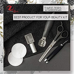 Slant Tip Tweezers - Professional Eyebrow Stainless Steel Tweezers - Best Precision Tweezers for Eyebrows - Splinter Tweezers for Facial Hair Removal for Daily Beauty Routine. (Black)