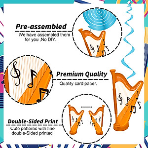 Musical Instrument Hanging Swirl Decorations Music Party Decorations Musical Note Instrument Theme Swirls Ceiling Streamers for Music Themed Birthday Party Baby Shower Supplies