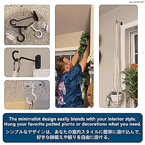 NACETURE Plant Ceiling Hooks Hanging Basket 2 Pack - Hanging Plant Hooks Indoor Wall Hanger for Decorative Home, Kitchen, Wreath Hangers for Fall Porch Decor (5" Black 2 Pack)