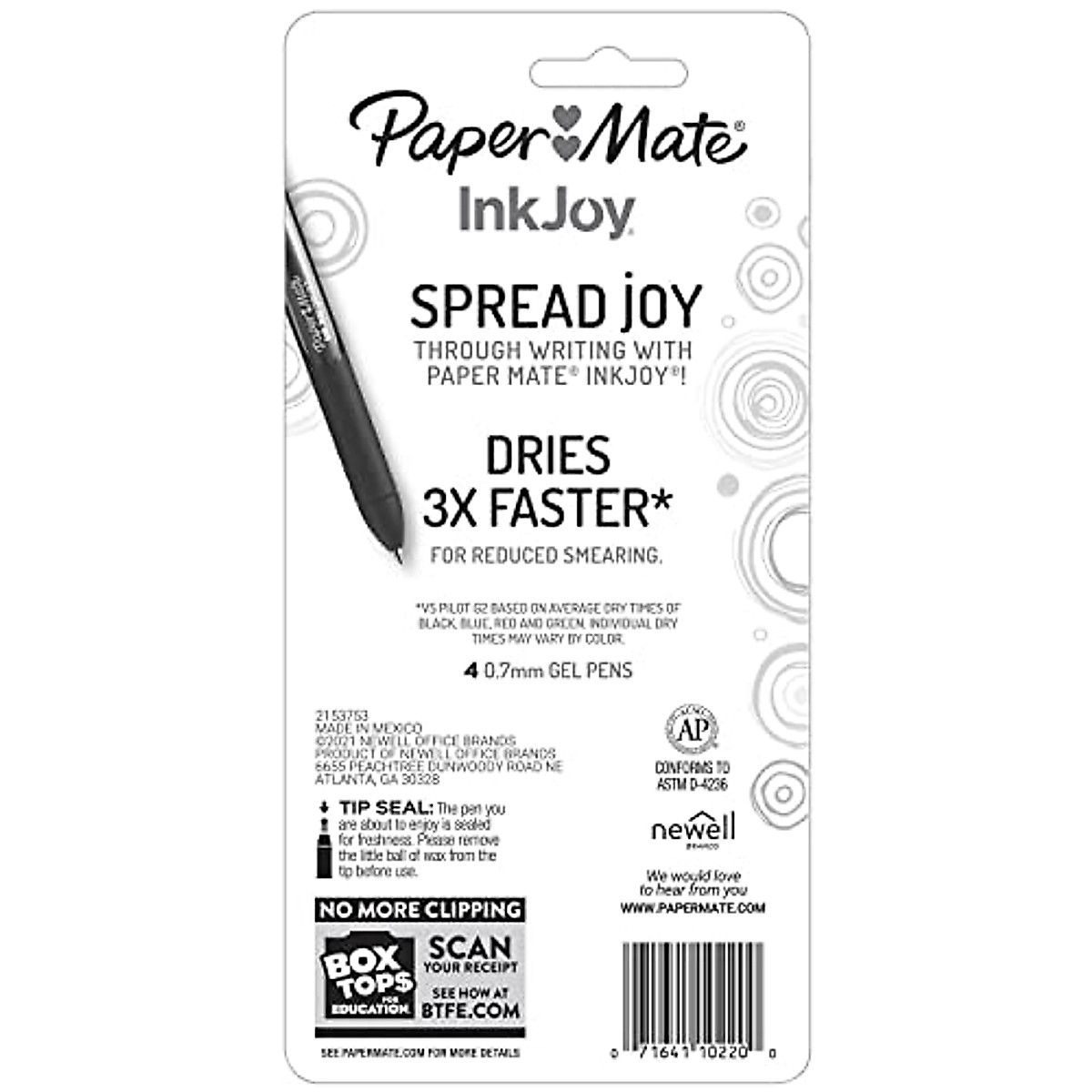 Paper Mate 1956277 InkJoy Gel Pens, Medium Point, Assorted Colors, 4 Count