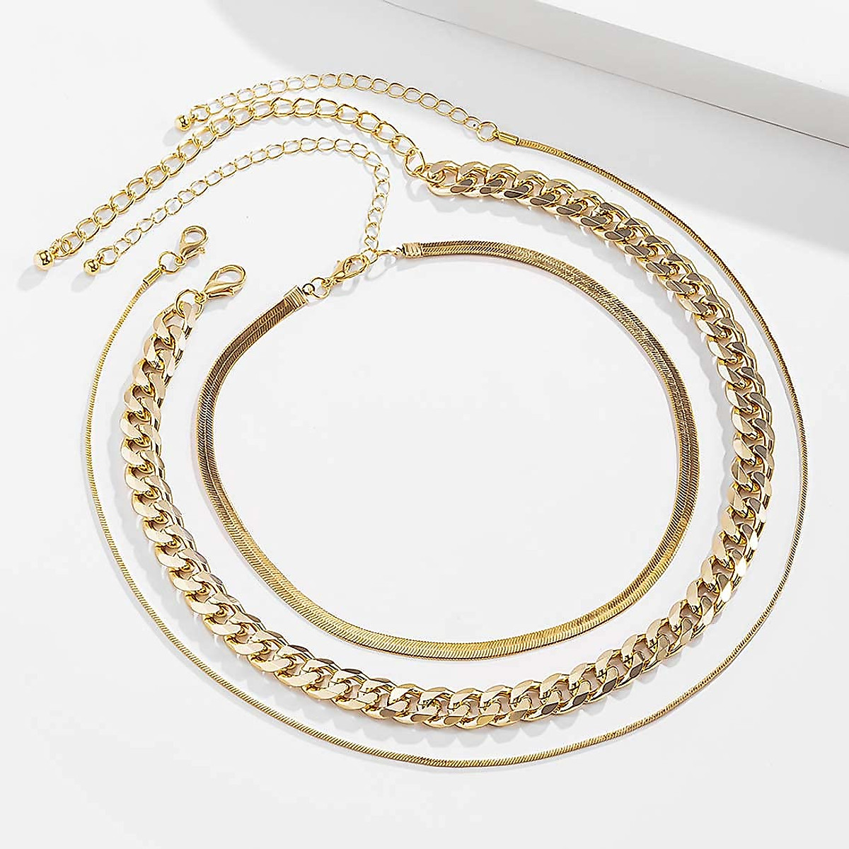 Tayel Punk Layered Snake Choker Necklaces Gold Thick Chunky Twist Circle Necklace Chain Jewelry Adjustable for Women