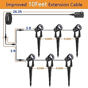 APONUO 76FT Low Voltage Led Landscape Light, Landscape Lights with Transformer Waterproof Landscape Lighting Kit Warm White 12W Landscape House Light for Yard, Lawn, Tree (6 Lights)