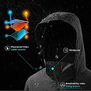 CAMEL CROWN Men’s Ski Jacket 3 in 1 Waterproof Winter Jacket Snow Jacket Windproof Hooded with Inner Warm Fleece Coat Black