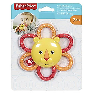 Fisher-Price Take & Teethe Lion 3M+ Yelllow Orange Rattle Toy