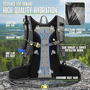 N NEVO RHINO Multipurpose Hydration Backpack with 3L Water Bladder, High Flow Bite Valve, Perfect Water Backpack 18L for Hiking, Cycling