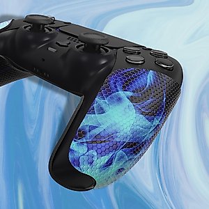 eXtremeRate PlayVital Anti-Skid Sweat-Absorbent Controller Grip for ps5 Controller, Professional Textured Soft Rubber Pads Handle Grips for ps5 Controller - Blue Flame