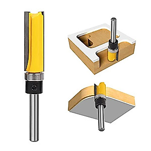 TOOLDO Pattern Flush Trim Bit 4 Pcs Router Bits，Top Bearing Flush Trim Bits Set，1/4 Inch Shank ,Cutting Length 1/2", 3/4", 1", 1-1/2"
