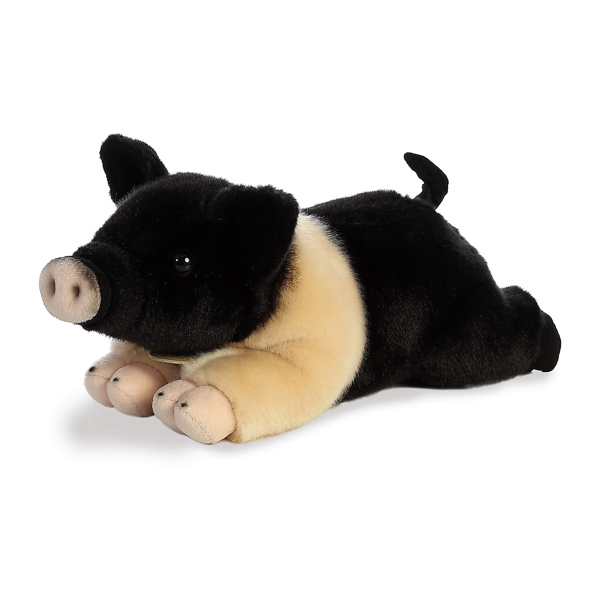 Aurora® Realistic Miyoni® Hampshire Pig Stuffed Animal - Lifelike Detail - Cherished Companionship - Black 12 Inches