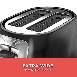 BLACK+DECKER 2-Slice Extra Wide Slot Toaster, Classic Oval, Black with Stainless Steel Accents, TR1278B