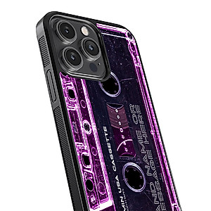Cassette Tape Clear Pink Personalized Black Rubber Phone Case Compatible with Apple iPhone 15 Pro Max Plus, 14 Pro Max Plus, 13 Pro Max Mini, 12 Pro Max Mini, 11, X XS Max, XR, 8 7 Plus