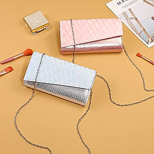 ZHANNI Laser Clutch Purses for Women Fashion Shining Evening Bag Handbag Party Wedding Clutch (Pink)