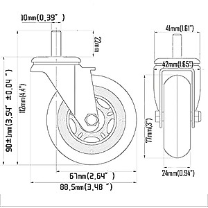Home Office Chair Wheels for IKEA Chair, WASJOYE Set of 5 Rolling Chair Replacement Casters, Heavy Duty Gaming Computer Desk Rubber Caster for Hardwood Tile Carpet Floor Protection