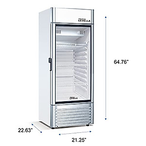 PremiumLevella PRF65DX Single Glass Door Merchandiser Refrigerator -Beverage Display Cooler-6.5 cu ft-Silver