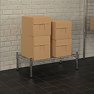Krollen Industrial 14" x 24" NSF Chrome Wire Stationary Dunnage Storage Rack with 8" Posts, Ideal for Commercial Kitchen, Home, Garage, Warehouse, Shelters