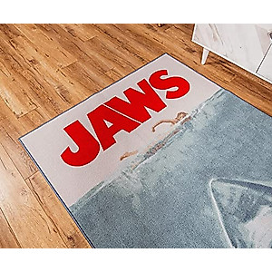 JAWS Movie Poster Printed Area Rug | Indoor Floor Mat, Accent Rugs For Living Room and Bedroom, Home Decor For Kids Playroom | Steven Spielberg Classic Movie Gifts And Collectibles | 52 x 78 Inches