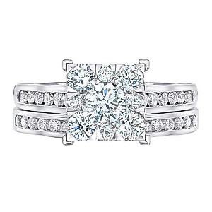 2 Ct Diamond Princess Cut Framed Engagement Wedding Ring Set White Gold - Size 7