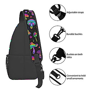 Yamegoun Colorful Mushroom Sling Bag Women Men Backpack Crossbody Bag Travel Hiking Casual Sport Climbing Runners Daypack Waterproof