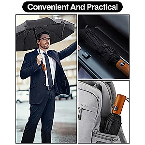 Kacctyen 4 Pieces Travel Umbrellas Compact Windproof Rain Umbrella Automatic Folding Umbrella Small Portable Umbrella for Men Women, Black