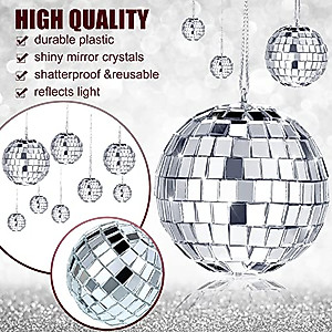 20 Pcs Hanging Mirror Disco Ball Ornaments Glass Disco Balls Decoration Different Sizes 70s Reflective Mini Disco Ball Decor with Rope (2.4 Inch, 2 Inch, 1.6 Inch, 1.2 Inch)