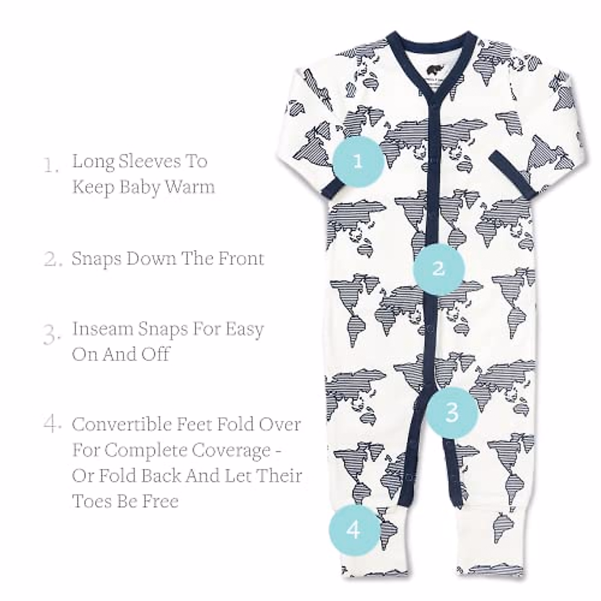 MONICA + ANDY Unisex Organic Cotton On The Go One-Piece Welcome to The World, White, 6-9 m