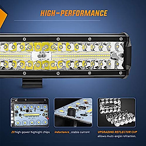 Nilight LED Light Bar 2Pcs 12 Inch 300W Triple Row Flood Spot Combo 30000LM Driving Led Off Road Lights with Off Road Wiring Harness Kit -2 Leads for Trucks ATV UTV SUV, 2 Years Warranty