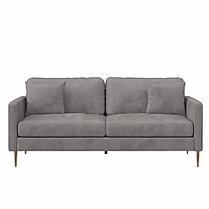 CosmoLiving by Cosmopolitan Highland Sofa with Pillows, Gray Velvet