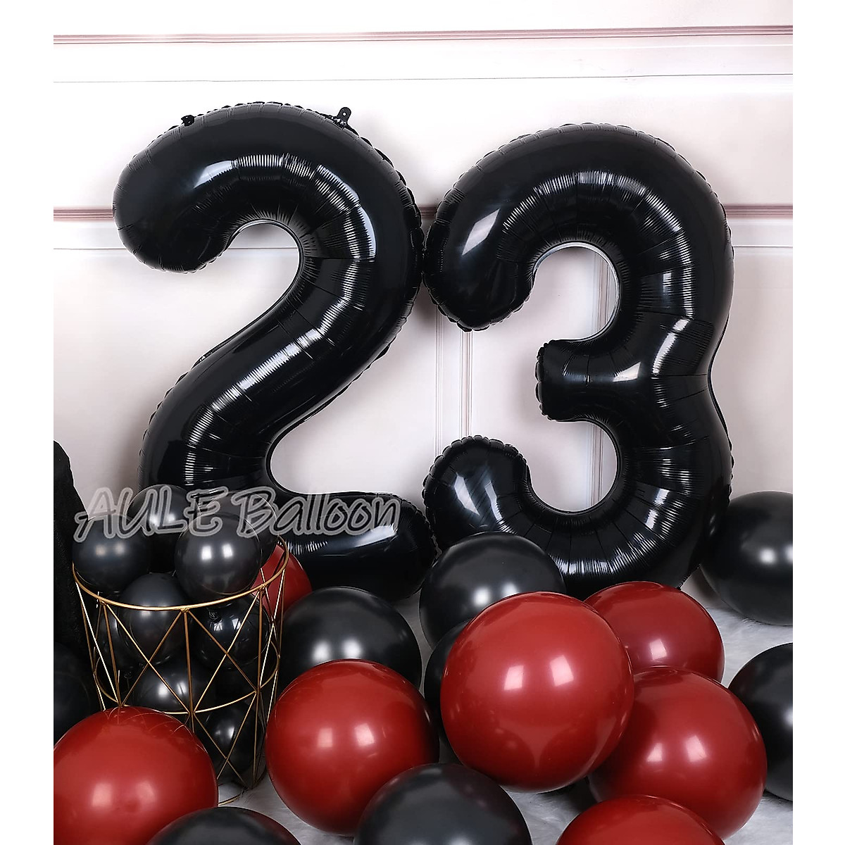 AULE 40 Inch Large 23 Balloon Numbers Black, Big Foil Number Balloons, Giant Helium Happy 23th Birthday Party Decorations for Man and Women, Huge Mylar Anniversary Party Supplies