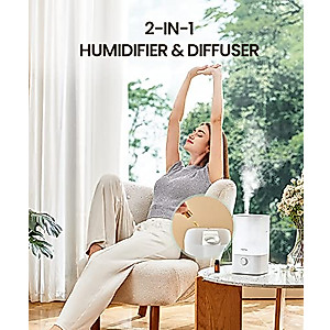 raydrop Humidifiers for Bedroom, 2.5L Top Fill Cool Mist Humidifiers for Home, Large Room, Baby, and Plant, Essential Oil Diffuser with Cycling 7 Color Lights, 360° Nozzle, Auto Shut-Off, White