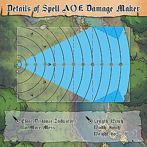 Byhoo Spell AOE Damage Template DND Area Effect Markers Upgraded 60ft AOE Area Damage Measure Tool Tabletop Game Mat Accessories for Dungeons and Dragons 5E Pathfinder