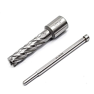 Annular Cutter JESTUOUS 3/4 Inch Weldon Shank 1/2 Cutting Diameter 2 Cutting Depth with Pilot Pin Slugger Bits Two Flat HSS Kit for Magnetic Drill Press,1 Piece
