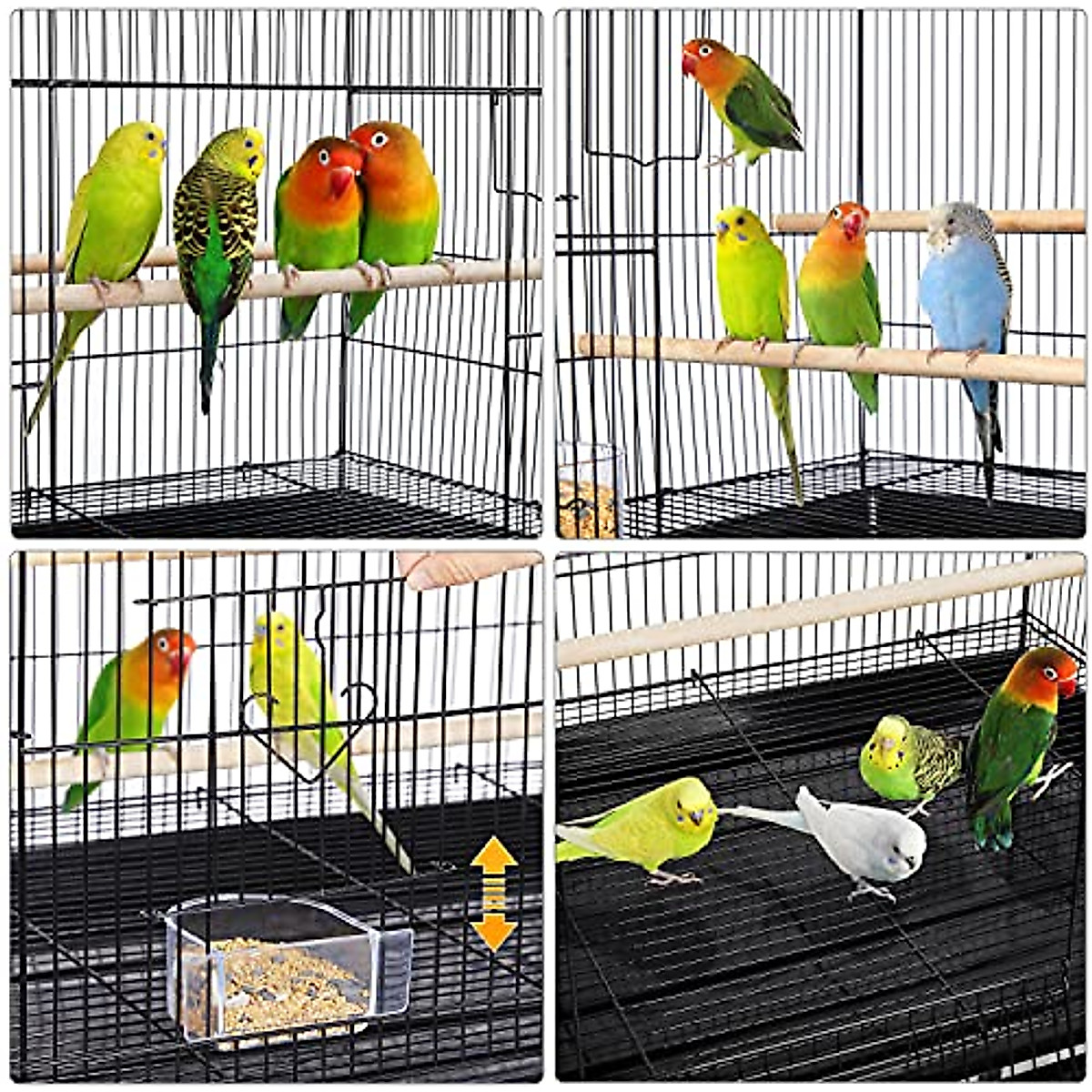 Yaheetech 47-inch Rolling Breeding Flight Bird Cages for Parakeets Budgies Finches Cockatiels Conures Lovebirds Canaries Parrots w/Detachable Stand, Black
