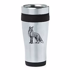 16oz Insulated Stainless Steel Travel Mug Coffee Mug Tumbler Fox (Black)