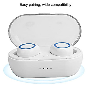 True Wireless Earbuds Bluetooth Headphones,Stereo Bluetooth 5.0 Headset with Wireless Charging Case,Touch Control Design,for Sport Work Travel Home Office(White Blue)