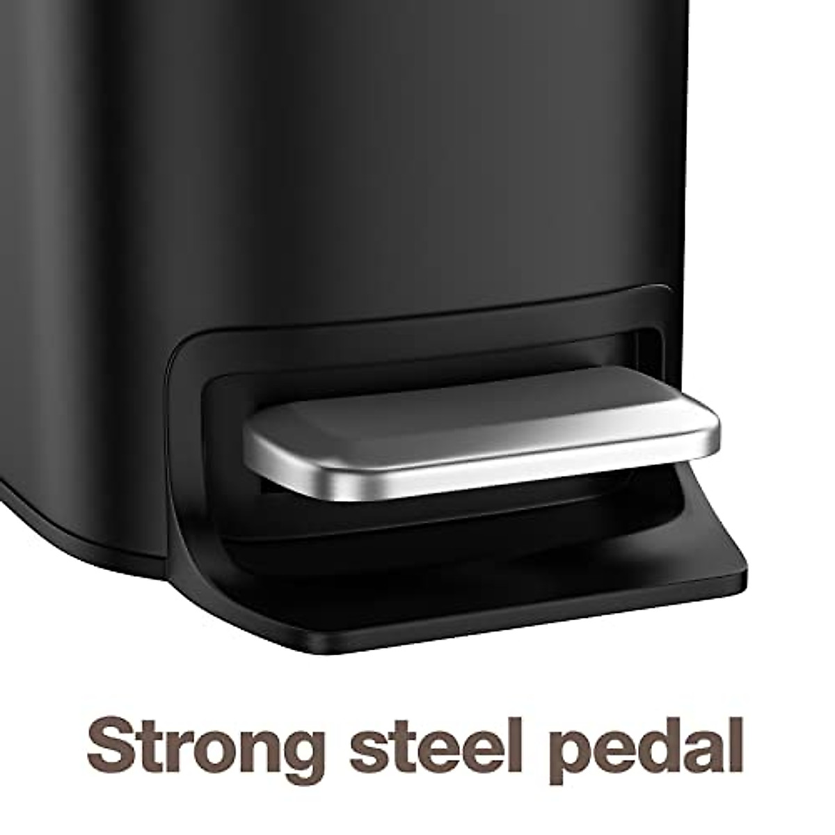 BETHEBEST 6 Liter/1.6 Gallon Bathroom Trash Can with Soft Close Lid, Small Step Trash Can with Removeble Wastebasket,Stainless Steel Garbage Can for Bathroom,Bedroom,Office (Black)