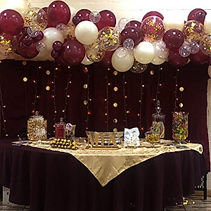 Wine Burgundy Balloon Garland Kit, 12" 5" Burgundy Balloons Gold Confetti Balloon 16 Feet Balloon Strip Tape Set for Burgundy Theme Party Wedding Decorations