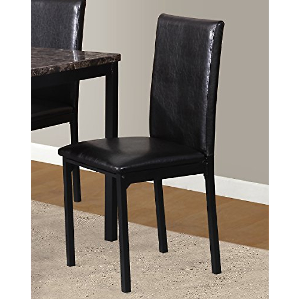 Roundhill Furniture 5 Piece Citico Metal Dinette Set with Laminated Faux Marble Top - Black