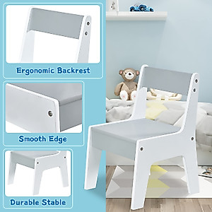 Anxious monkey Kids Table and Chairs Set, 2 in 1 Desk with Storage Space Wooden Activity Tabletop for Kids, Unique, Sturdy Children Table and Chairs Set for Reading, Drawing, Playroom, Gift for Kids
