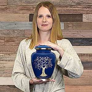 Trupoint Memorials Cremation Urns for Human Ashes - Decorative Urns, Urns for Human Ashes Female & Male, Urns for Ashes Adult Female, Funeral Urns - Blue, Large