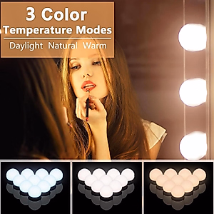 Pretmess Vanity Lights for Mirror, Hollywood Style Vanity Lights with 10 dimmable Bulbs,Adjustable Color & Brightness,USB Cable(No Mirror Include)