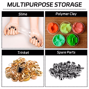 RHBLME 50 PACK Slime Containers with Lids and Handles, 20 PACK 17oz Clear Slime Bucket and 30 PACK 10oz Small Bucket, Clear Slime Storage Case for Slime DIY Art Craft Small Items Part Material