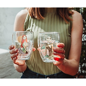 Disney The Nightmare Before Christmas Jack and Sally Stemless Wine Glasses, Set of 2