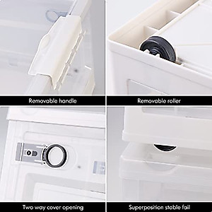 Homeforce Closet Organizers and Storage - Stackable Storage Bins with Lids and Wheels, 23 Gal Collapsible Plastic Storage Containers, 2 Pack Foldable Box for Dorm Bedroom Organizing,White