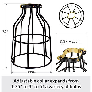 Newhouse Lighting WLG1B-4 Cage for Pendant, Lamp Holder, Ceiling Fan Light Bulb Covers Vintage Open Style Industrial Grade Adjustable, 4 Count (Pack of 1), Black