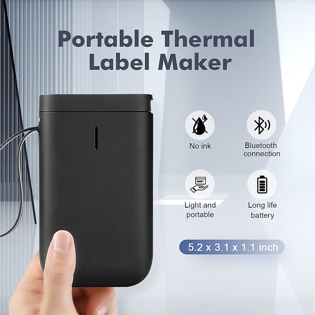 YuLinca Label Maker D11 with Tape, Wireless Bluetooth Portable Sticker Labels Printer 10-15mm Label Width Compatible with iOS & Android for Home & Office (Black)