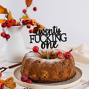 Gyufise 21st Birthday Cake Topper Twenty One Cake Decoration for 21st Birthday Legal AF Cake Decor Finally 21 Cake Topper Party Supplies Black