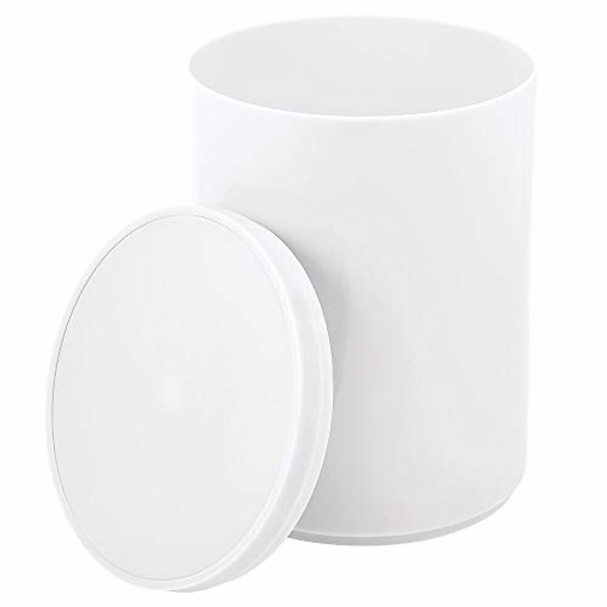 mDesign Plastic Small Slim Round 1.7 Gallon/6.5 Liter Trash Can with Removable Swing Lid - Wastebasket, Garbage Container Basket Bin for Master/Guest Bathroom - Holds Rubbish/Recycle - White