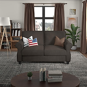Lonkwa 57" Loveseat Sofa Couch, Upholstered Brown Couches for Living Room, 2 Seat Small Love Seat with Rounded Arms, Living Room Furniture Small Couches for Small Spaces, Apartment