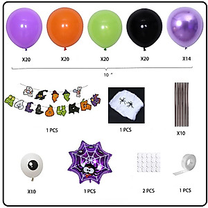 Halloween Party Balloons Decorations Purple Black Orange Green Balloons Halloween Spider Webs Halloween Party Banners