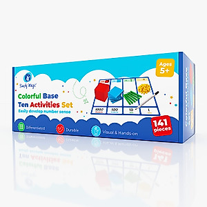 Simply magic 141 PCS Base Ten Blocks for Math - Math Manipulatives K-3, Unit Blocks 1st 2nd 3rd Grade, Counting Blocks - Kindergarten Set, Math Blocks Ones Tens Hundreds, Place Value Number Cubes